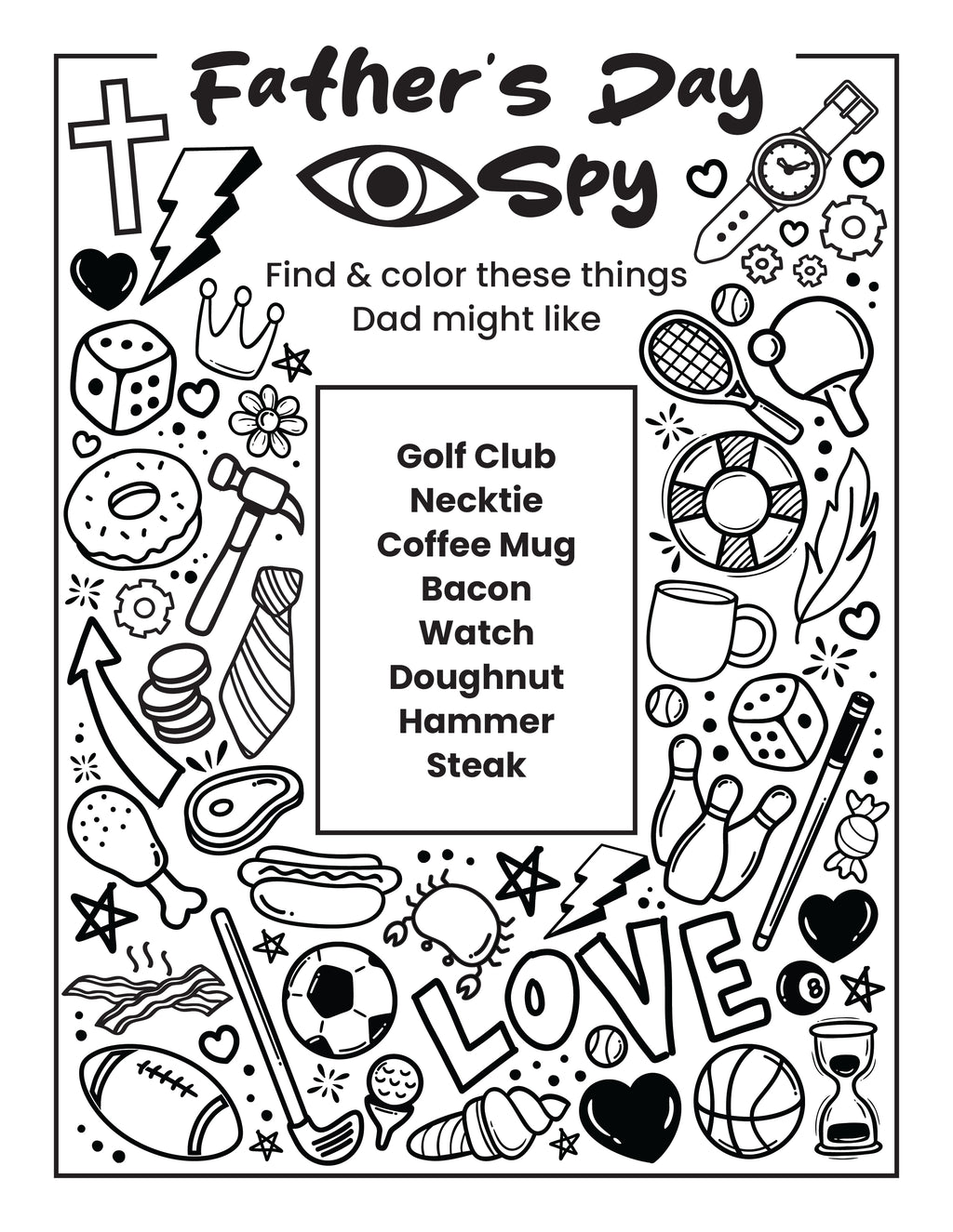 Eye Spy Father's Day Worksheet