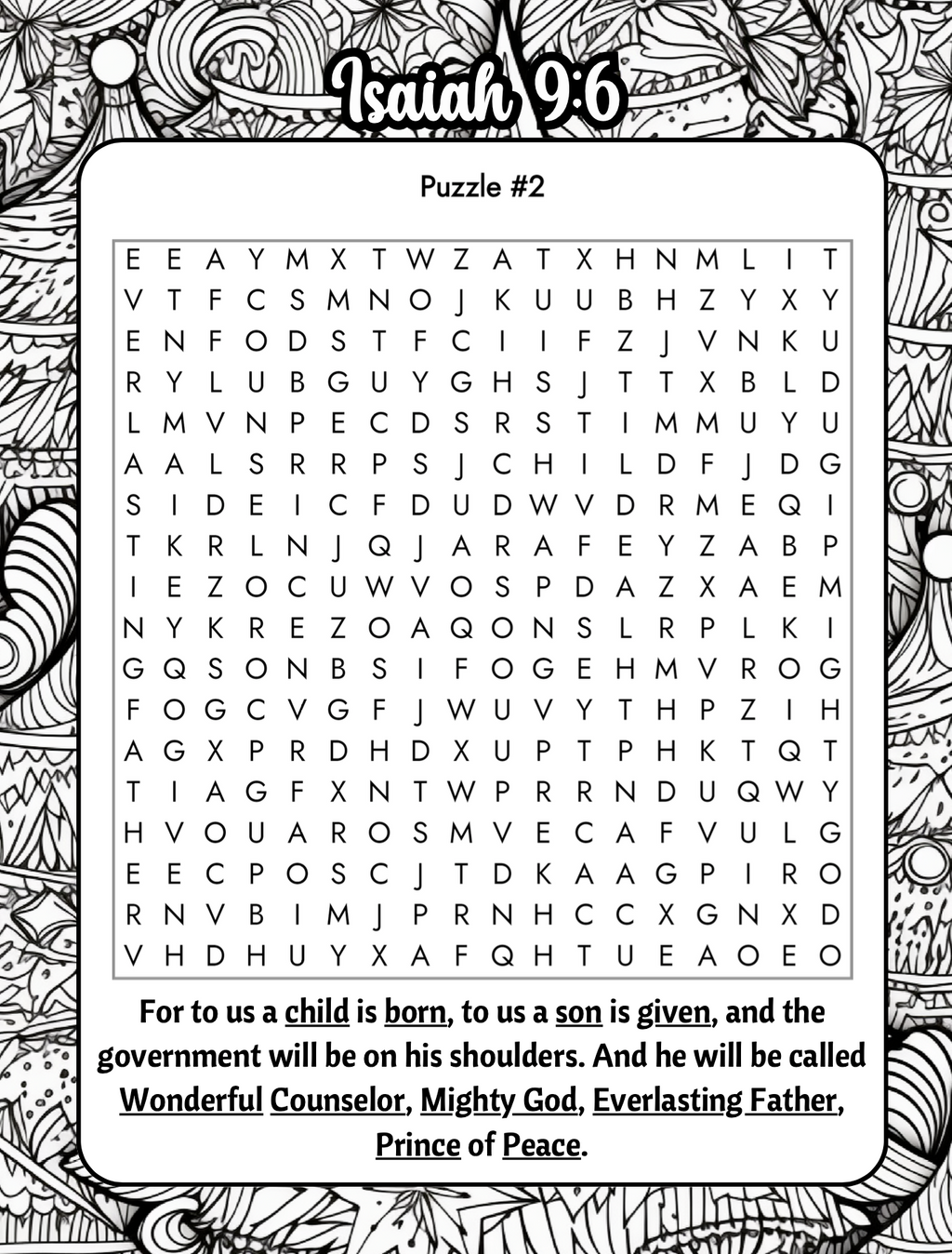 Christmas Bible Verse Word Search Puzzles