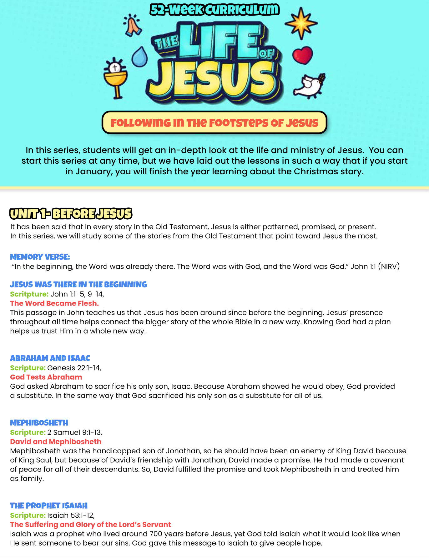 The Life Of Jesus 52-Week Scope & Sequence – Children's Ministry Deals