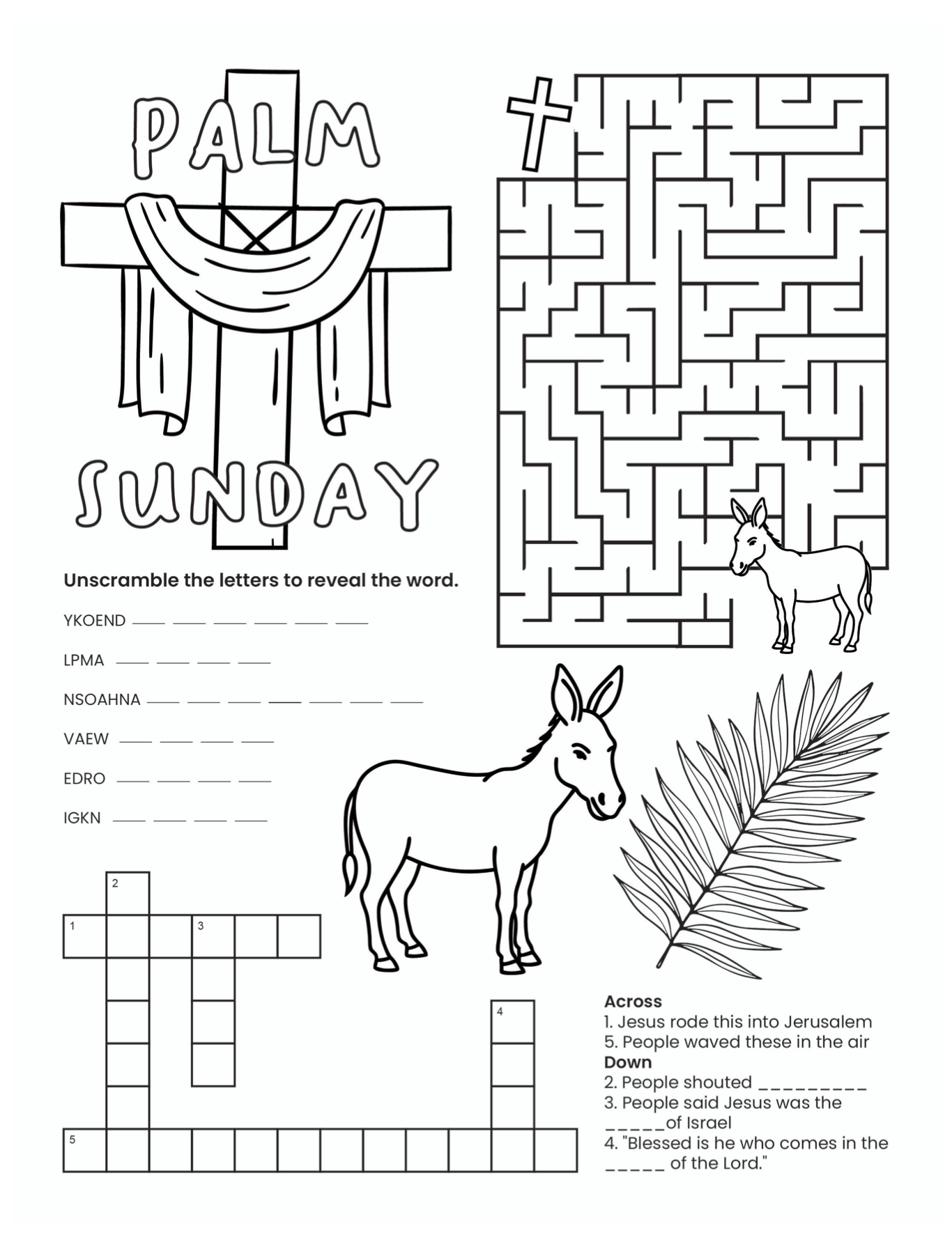 Palm Sunday Activity Sheet For Kids Church – Children's Ministry Deals