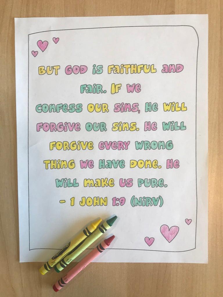 god forgives our sins coloring page