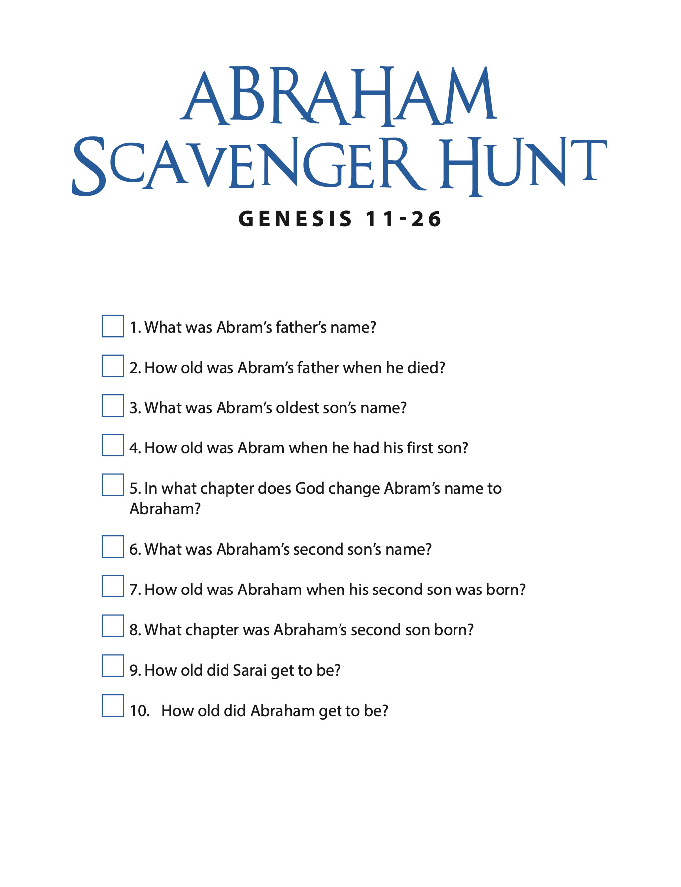 Abraham Bible Scavenger Hunt – Children's Ministry Deals