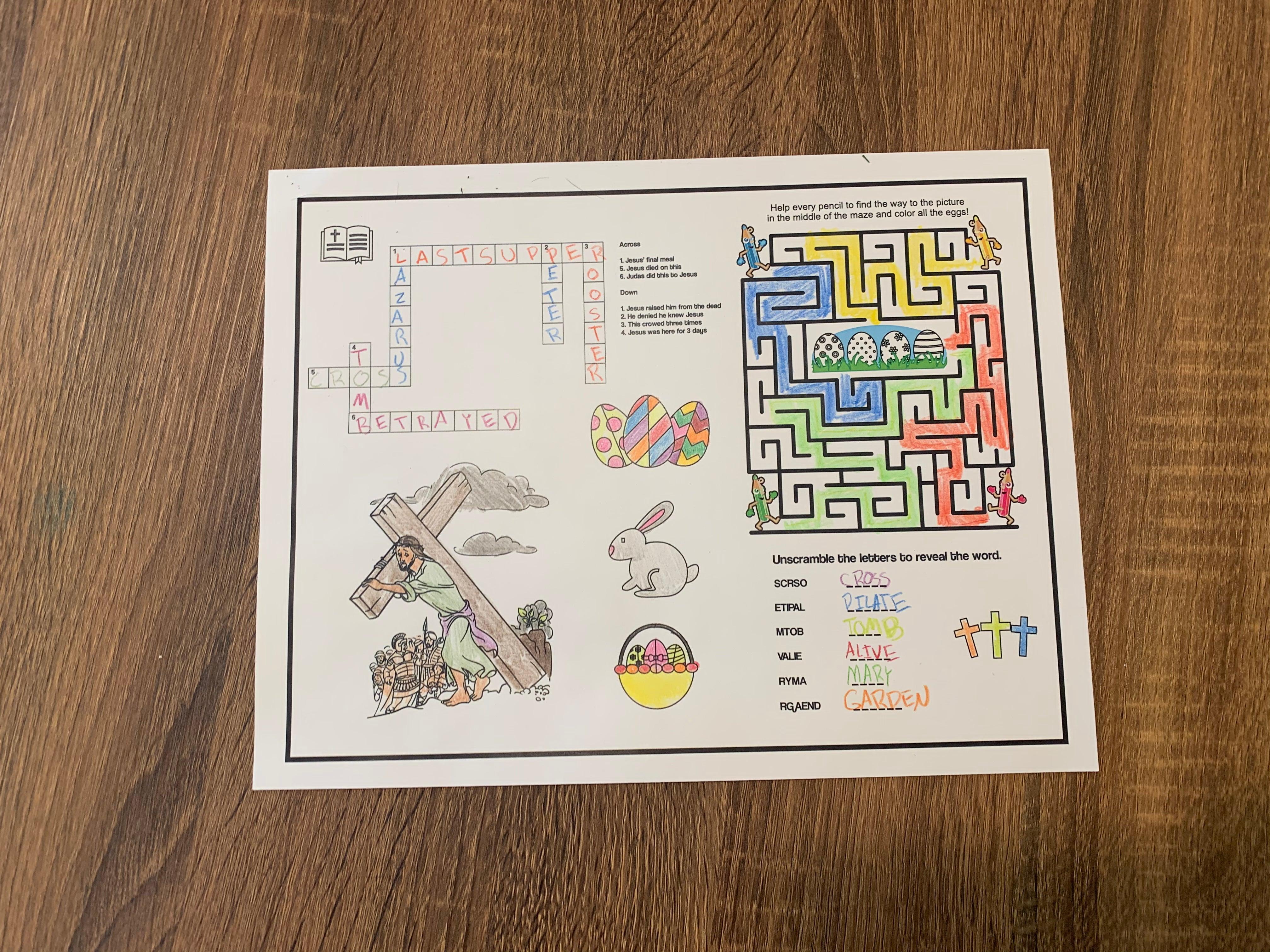 Easter Worksheets For Childrens Church