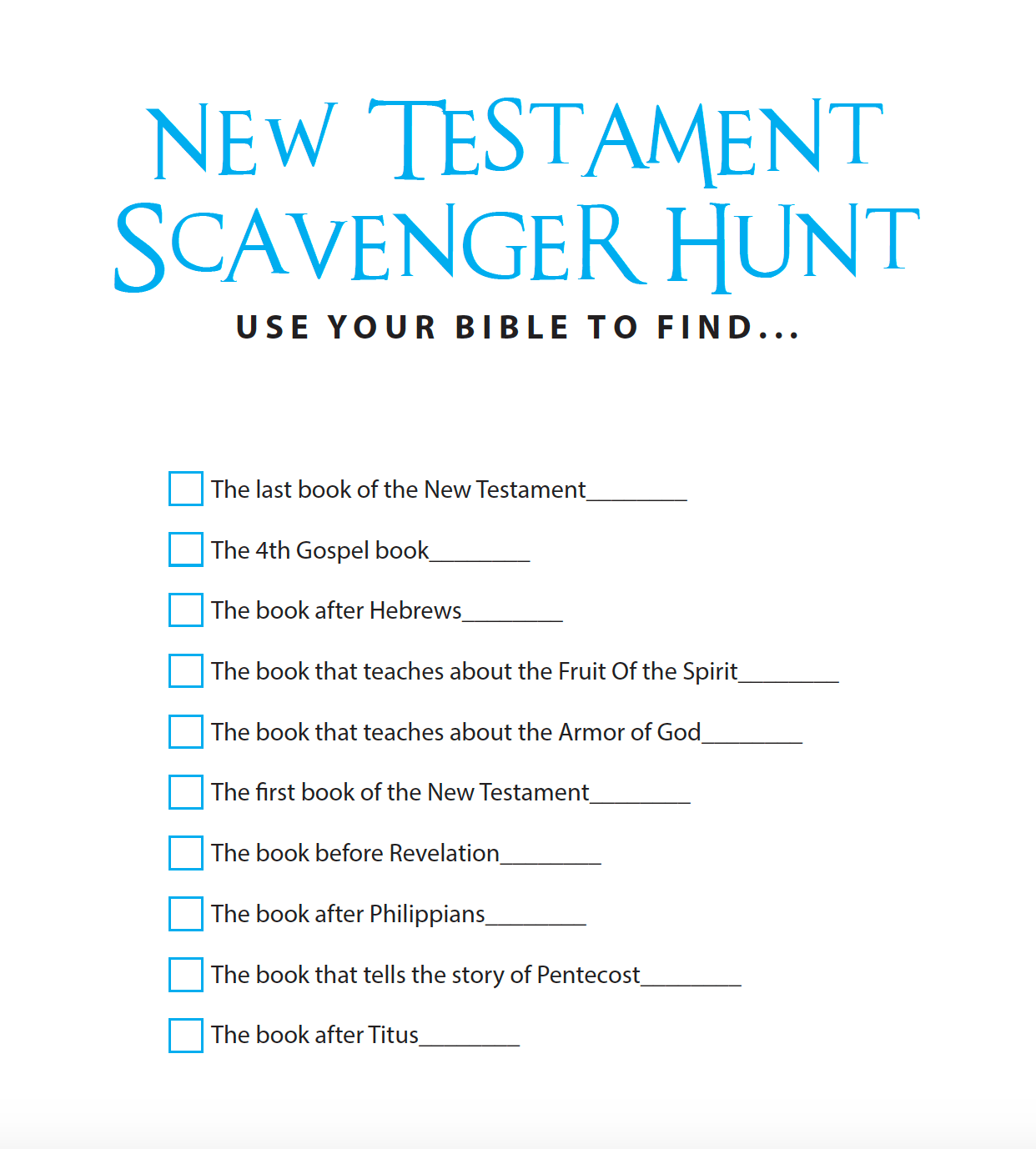 FREE New Testament Bible Scavenger Hunt – Children's Ministry Deals