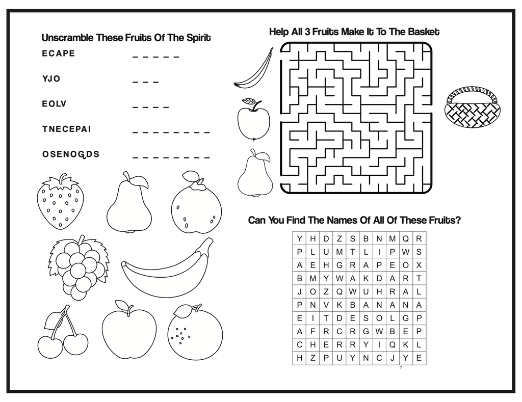 Fruit Of The Spirit Word Search Printable