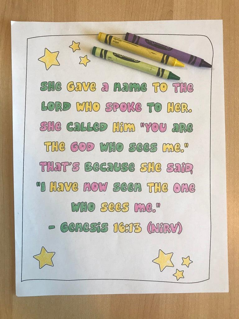 god sees me coloring page