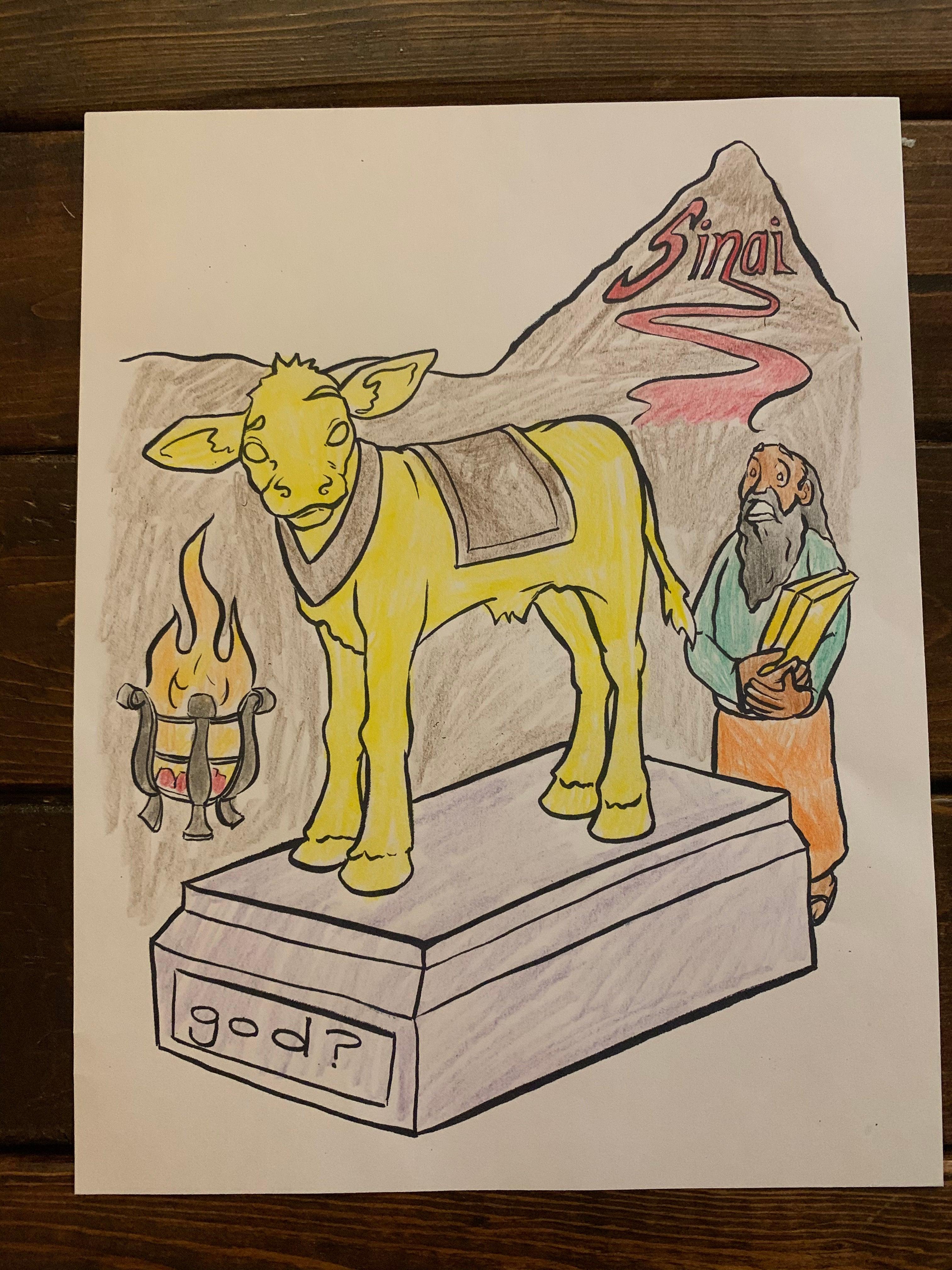 moses golden calf coloring page
