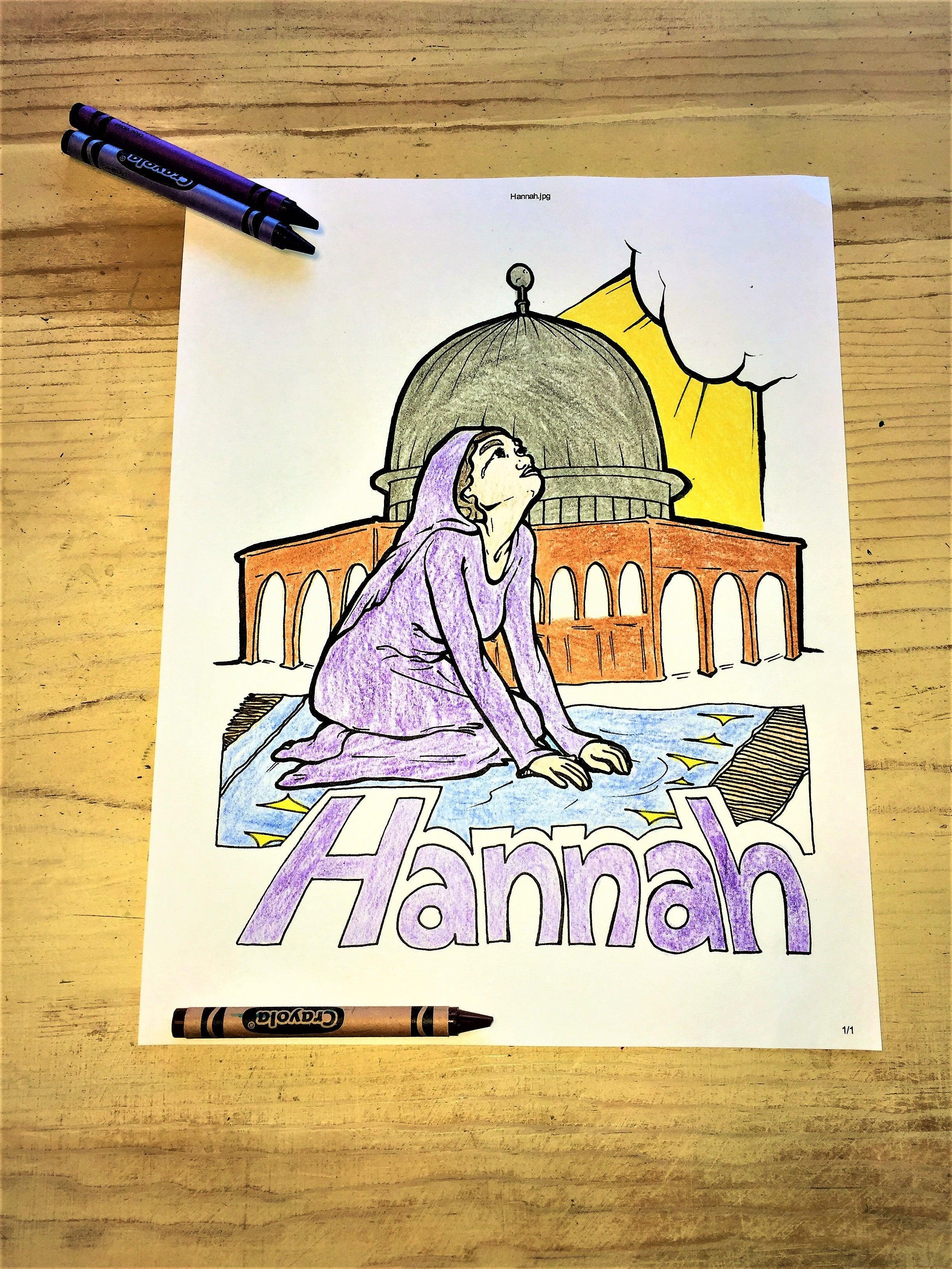 hannah prays for a baby coloring page