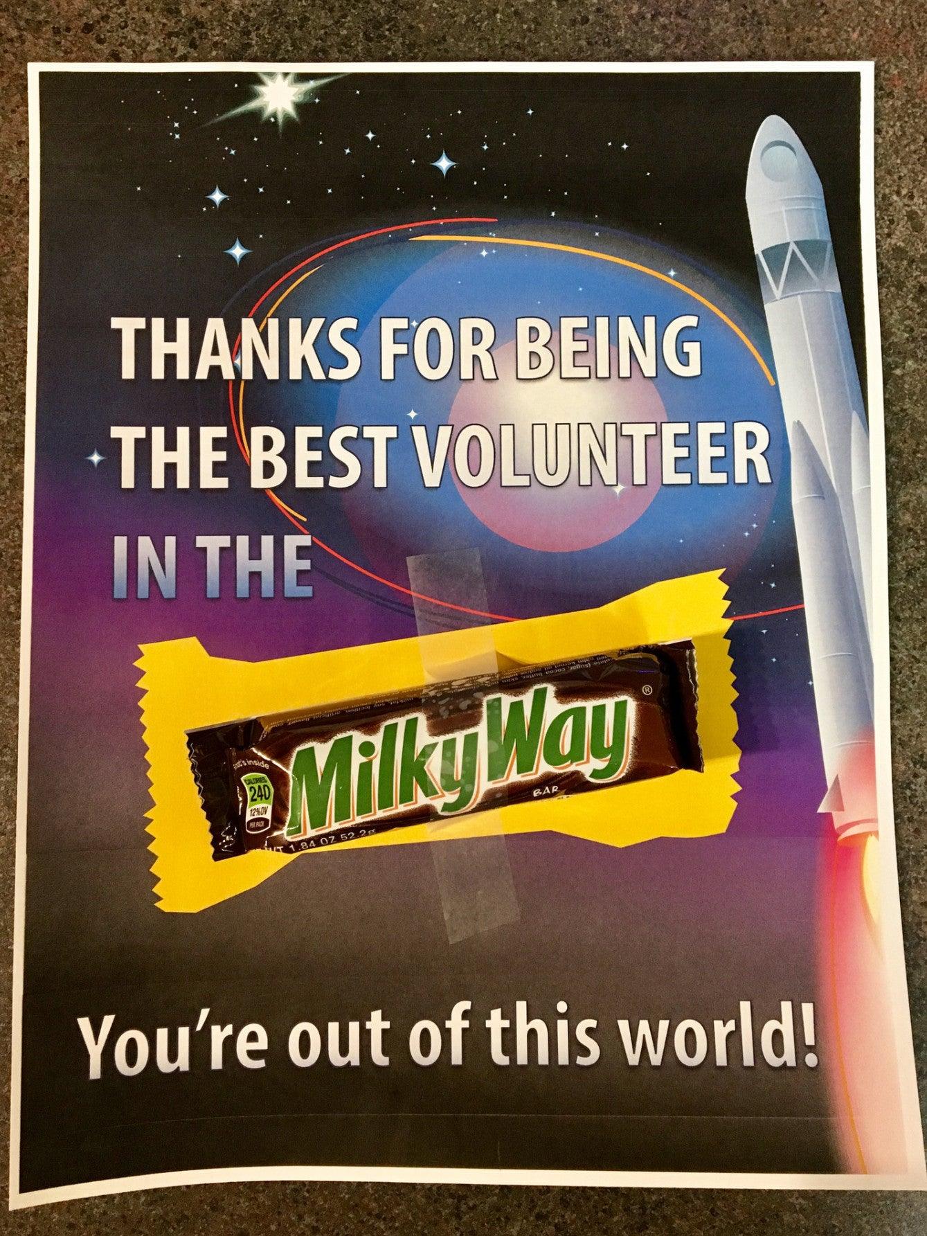 Thank You Messages Using Candy Milky Way Volunteer Thank You Note