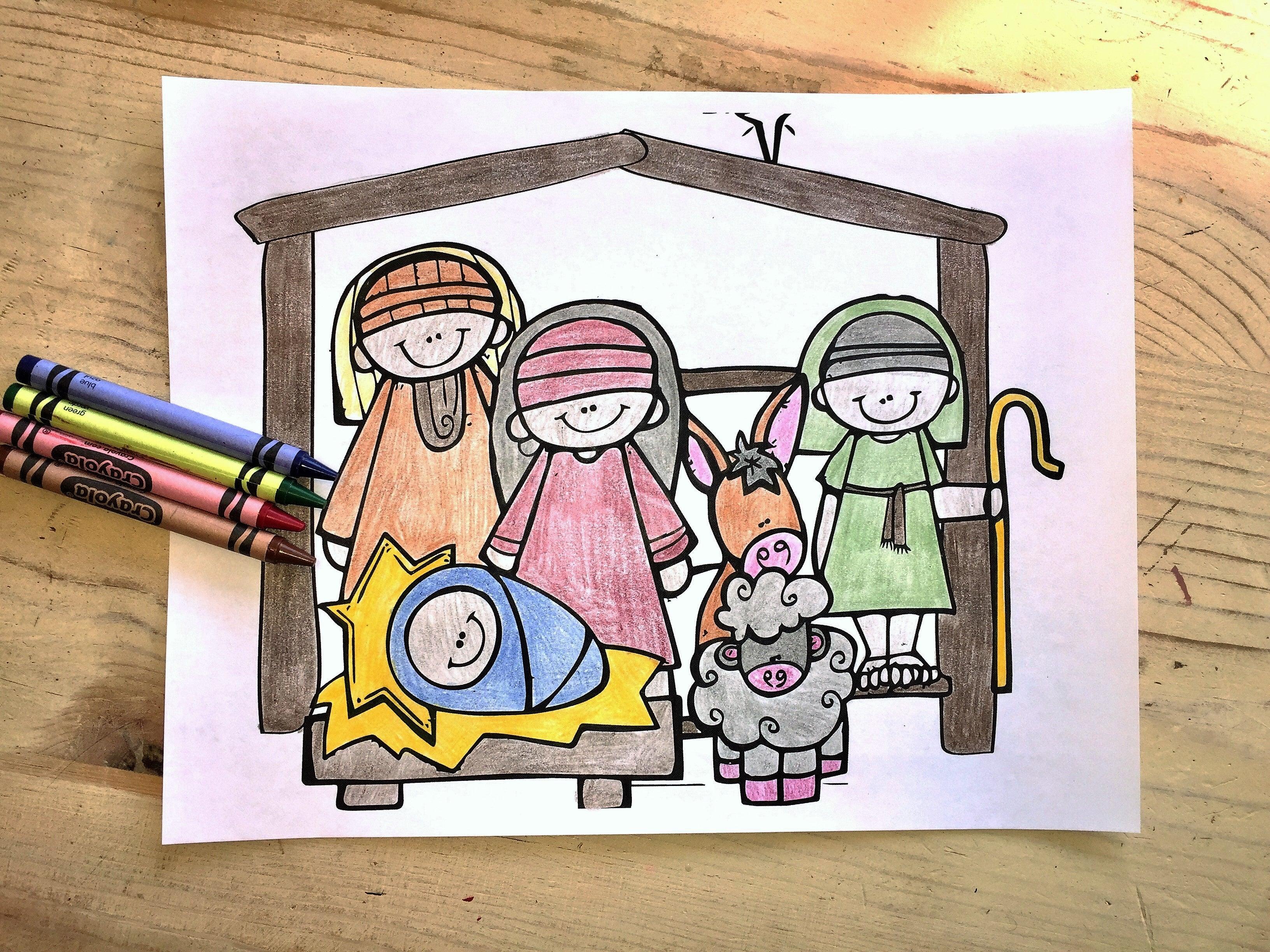 christmas nativity scene coloring pages