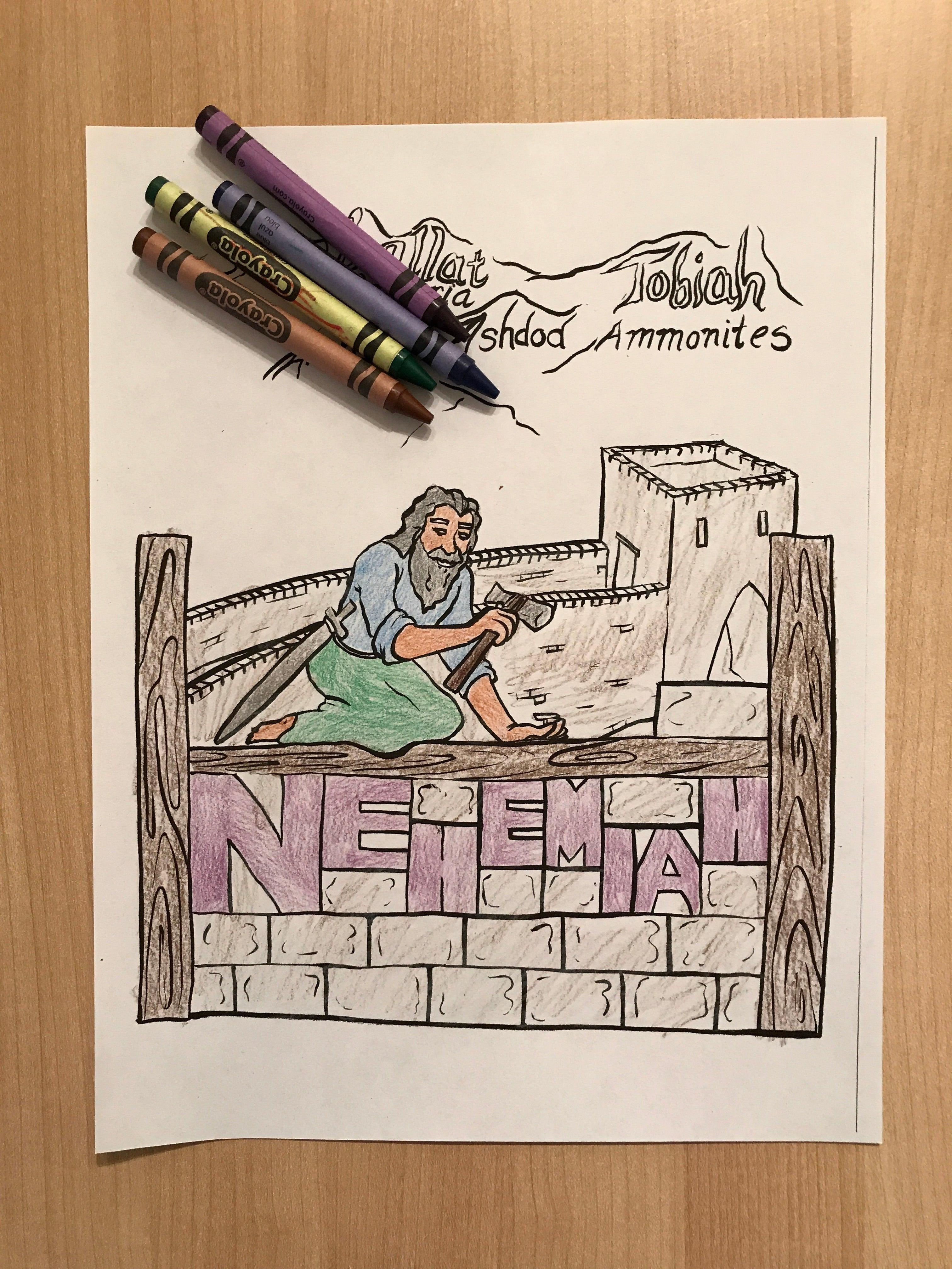 Nehemiah Rebuilding The Wall Coloring Page
