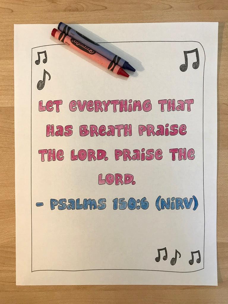 Psalms 150:6 Bible Verse Coloring Page – Children's Ministry Deals