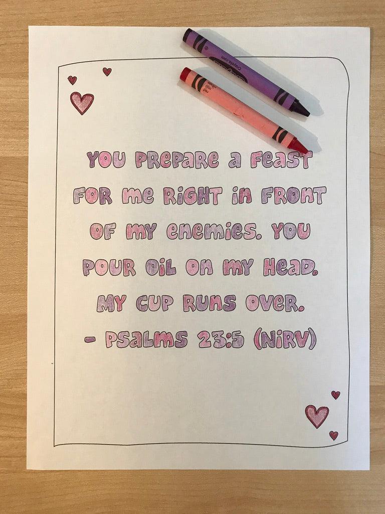 psalm 23 5 coloring page