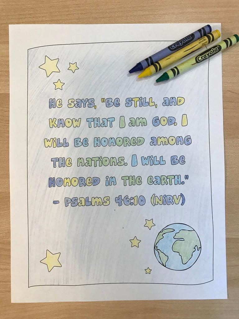 Psalms 46:10 Bible Verse Coloring Page – Children's Ministry Deals