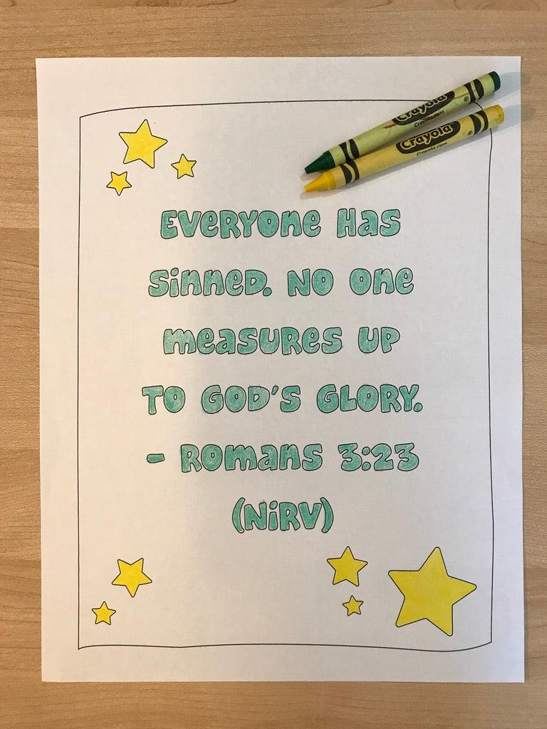 coloring page romans 3 23