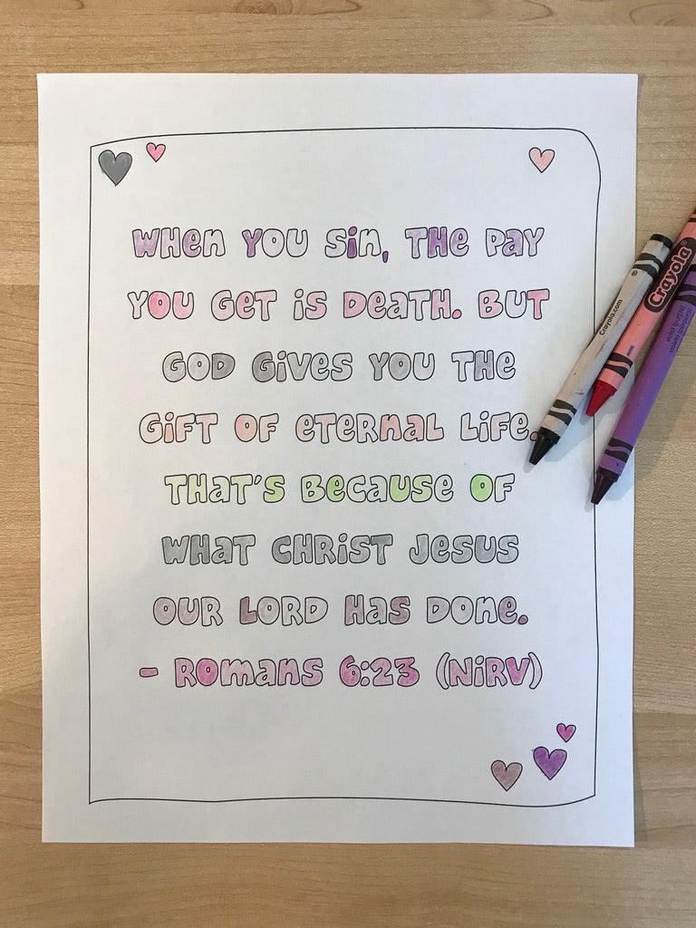 coloring page romans 6 23