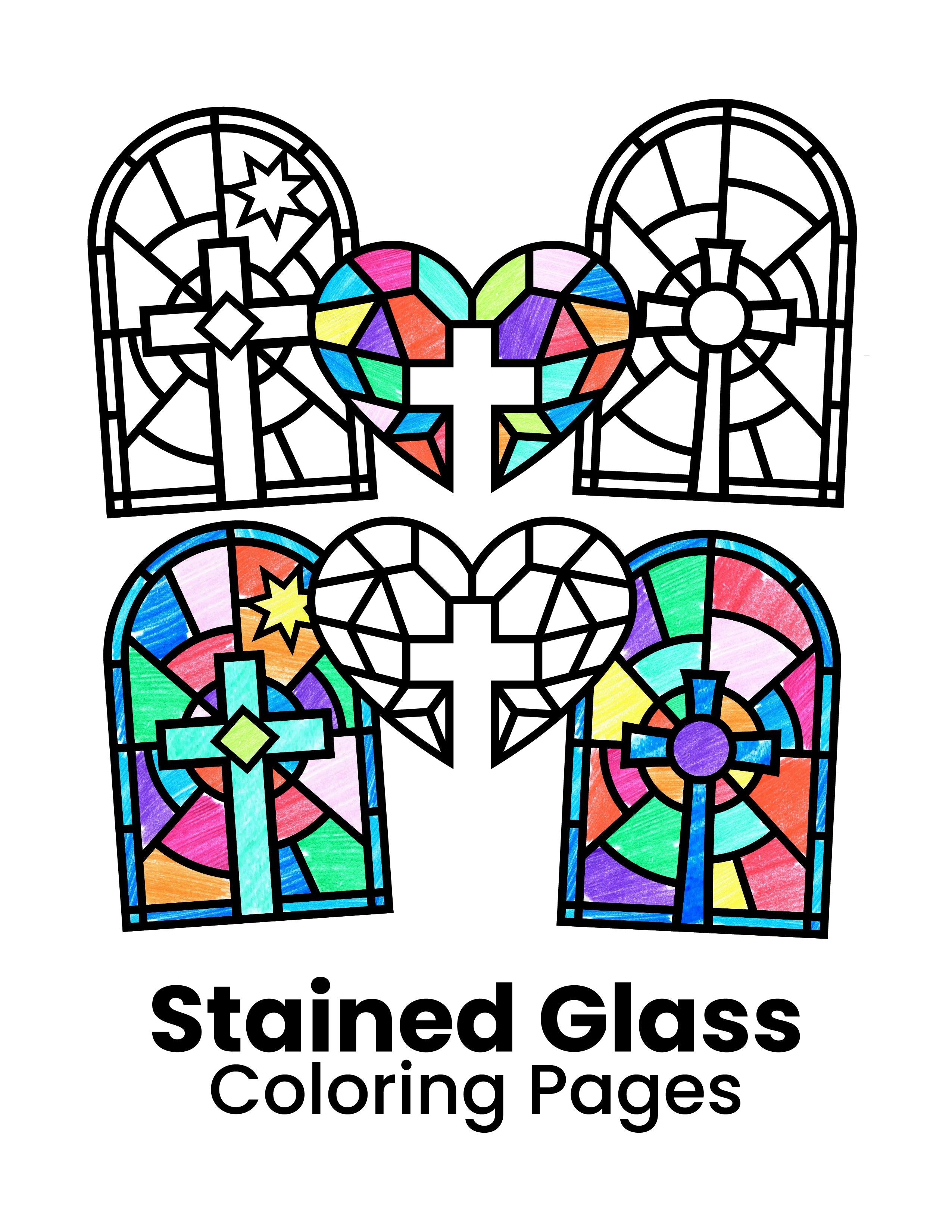 Stained Glass Printable Coloring Pages Christmas