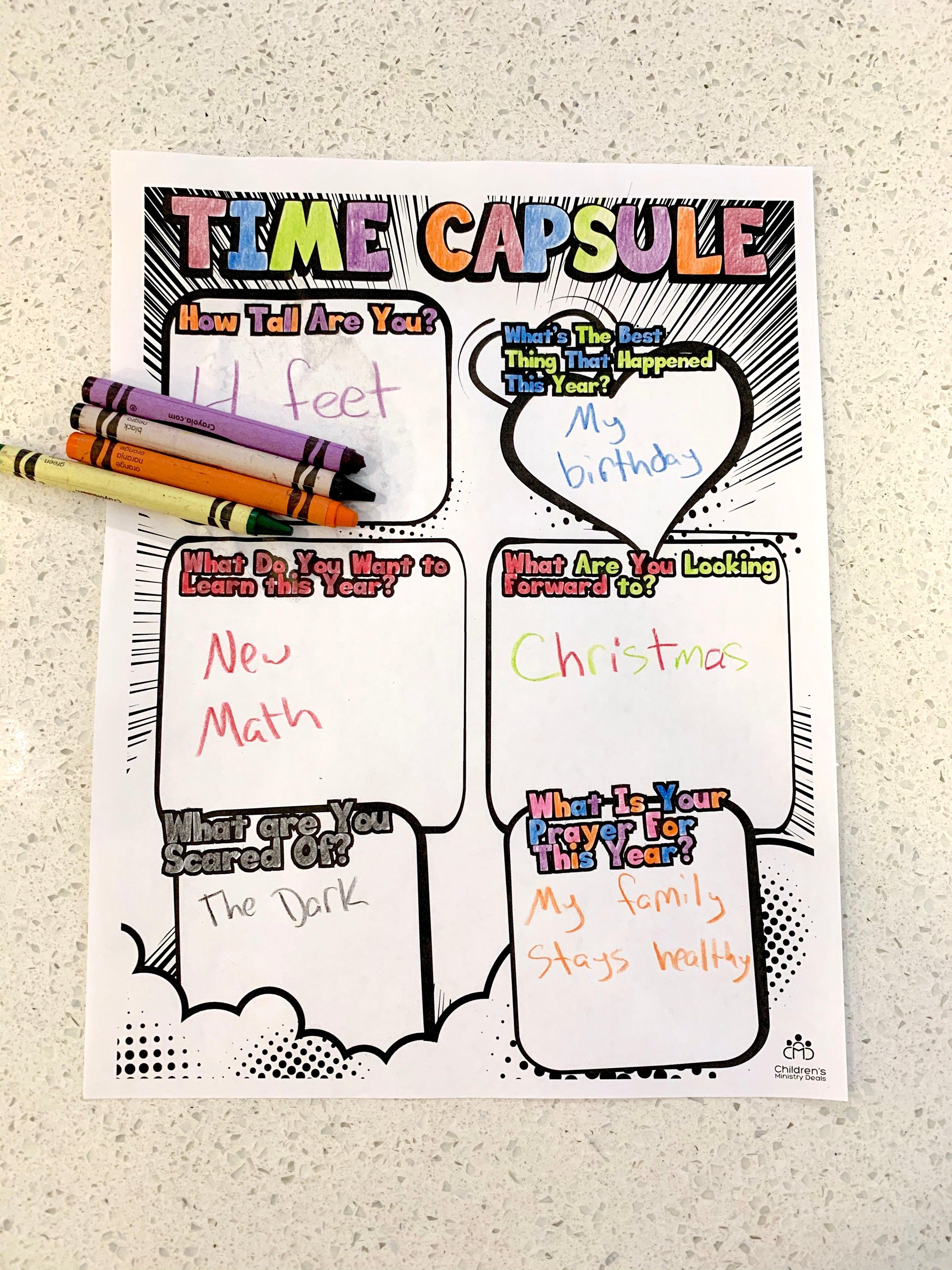 time capsule coloring page