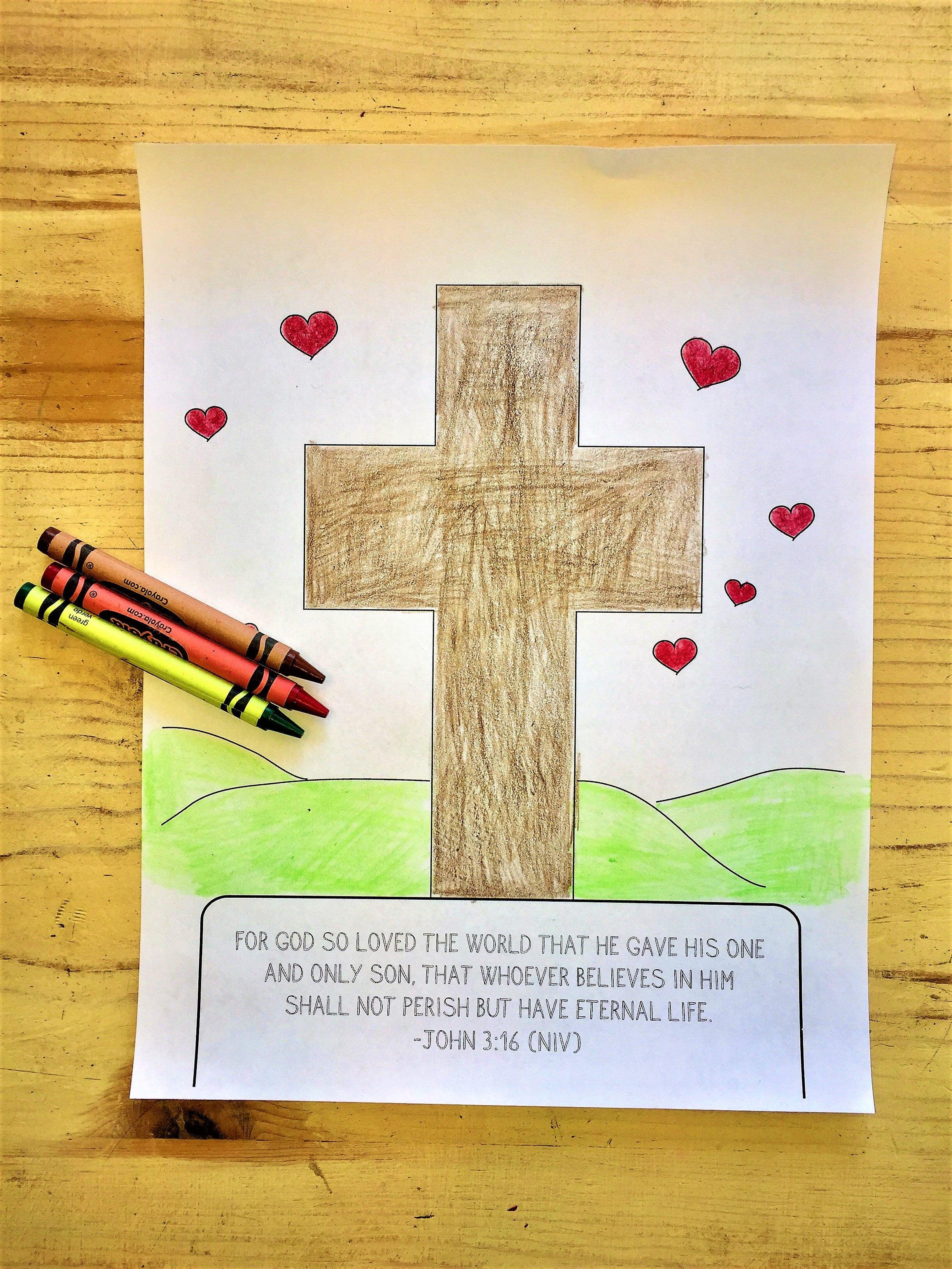 coloring pages cross jesus