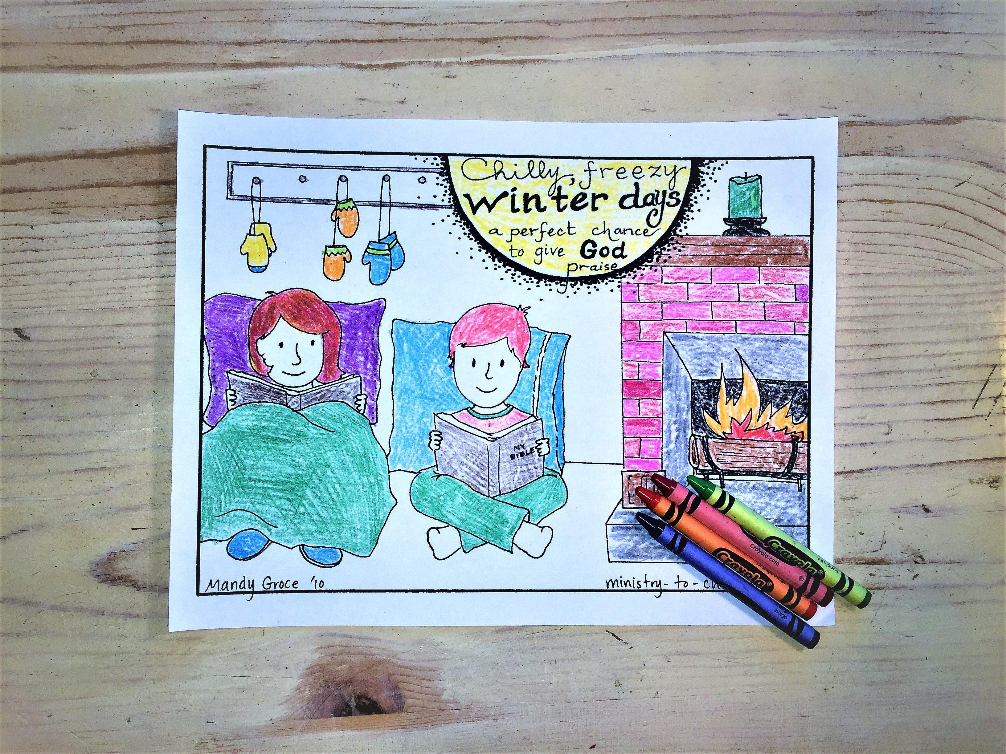 religious winter coloring pages
