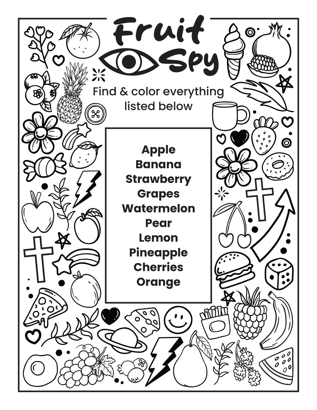 Eye Spy Fruit Worksheet