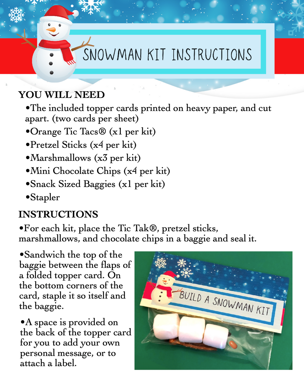 FREE Build A Snowman Kit