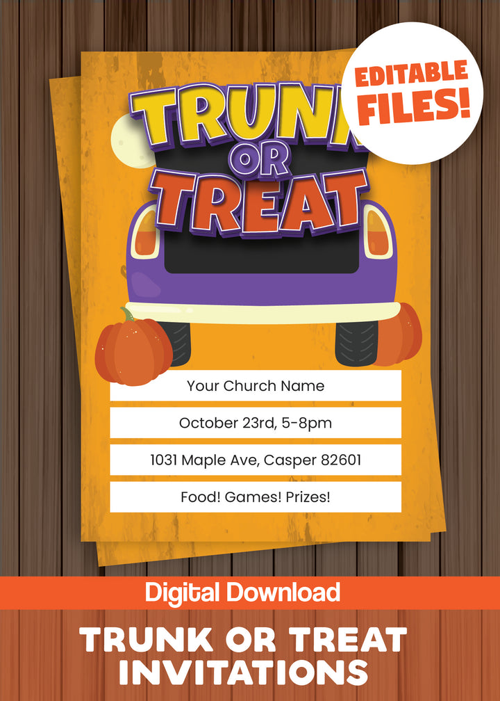 Trunk Or Treat Invite Cards – Children's Ministry Deals
