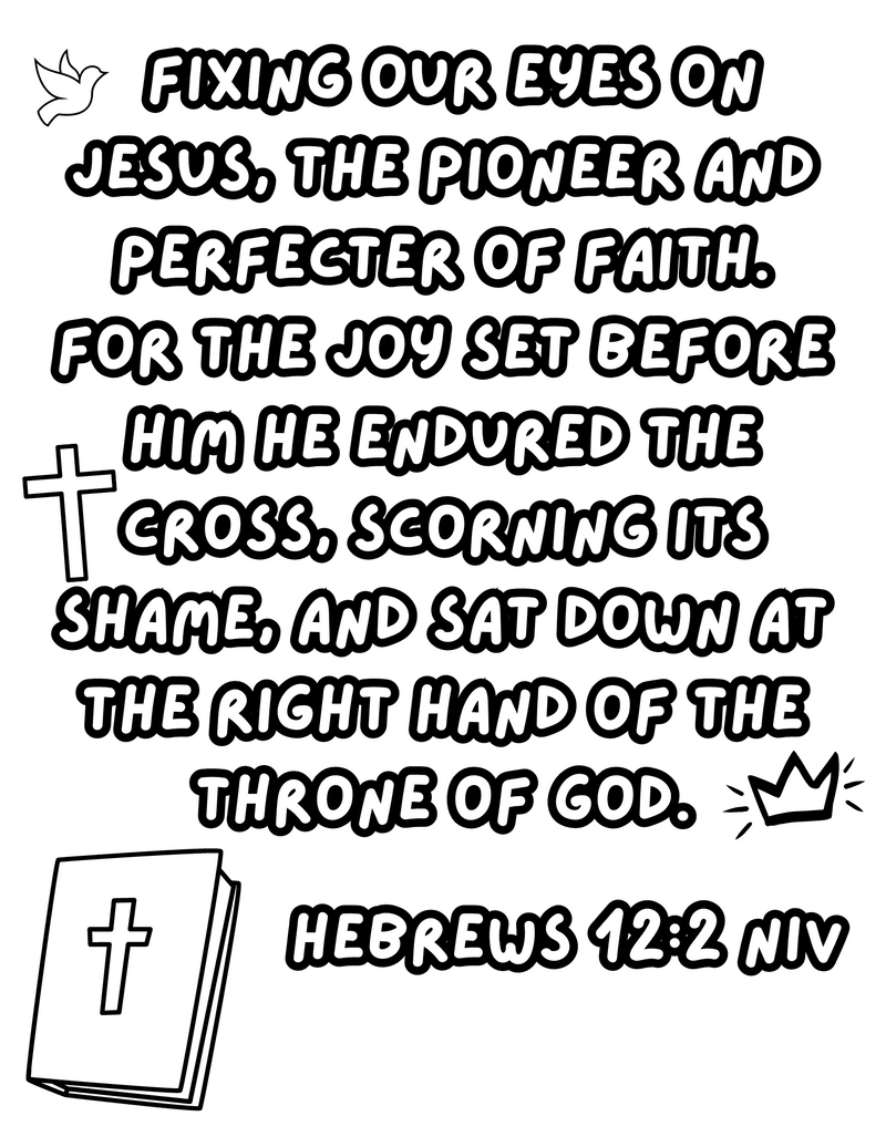Hebrews 12:2 Bible Verse Coloring Page