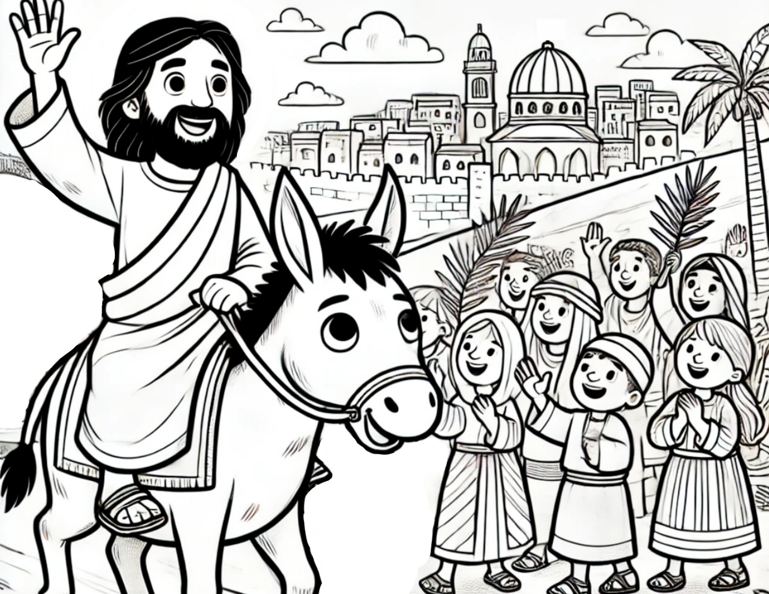 Palm Sunday Triumphal Entry Coloring Page – Children's Ministry Deals