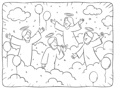 Party In Heaven Coloring Page – Children's Ministry Deals