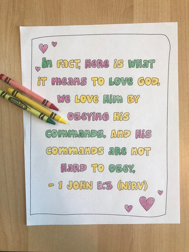 1 John 5:3 Bible Verse Coloring Page – Children's Ministry Deals