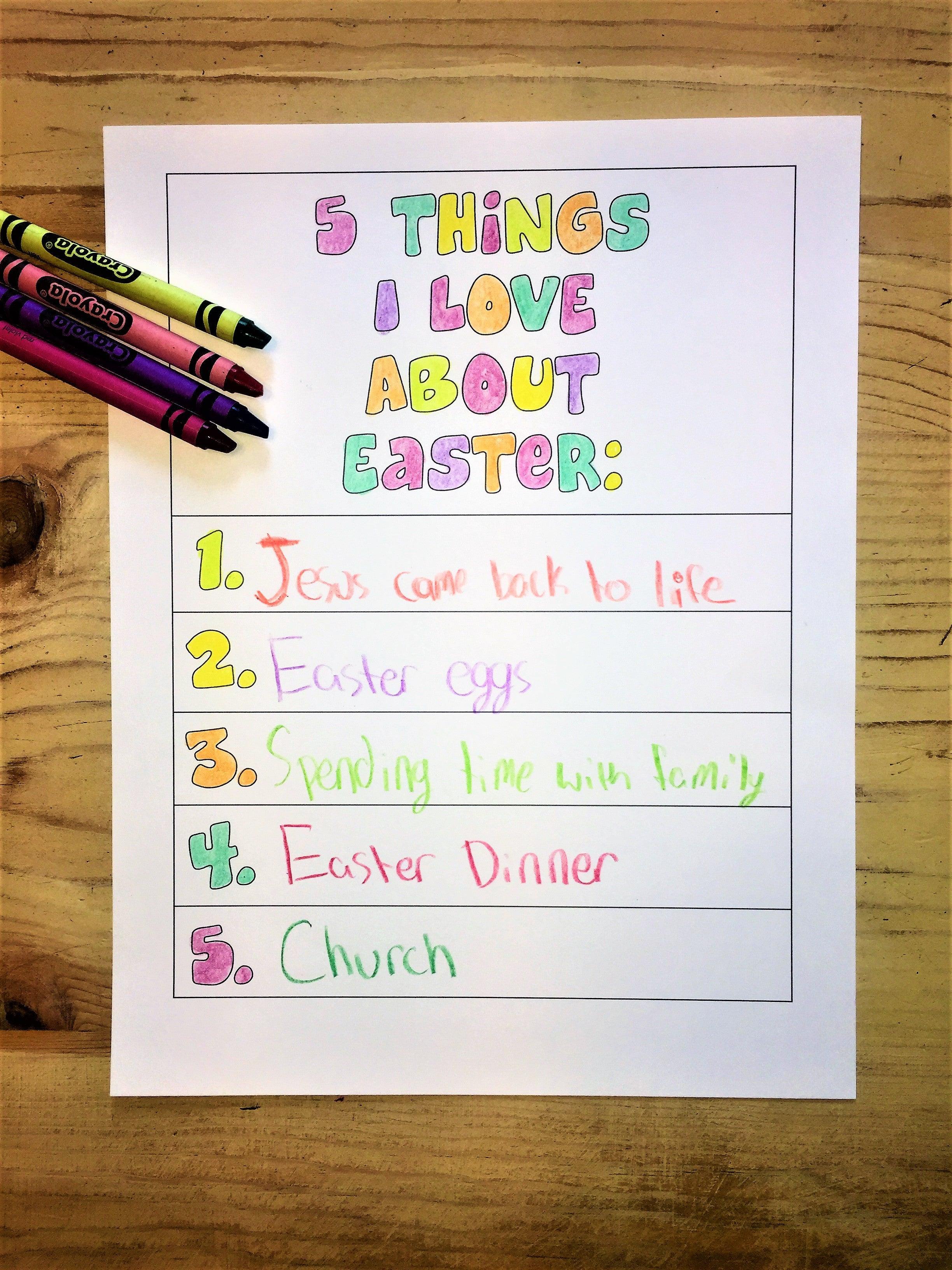 FREE "5 Things I Love About Easter Coloring Page" – Children's Ministry ...