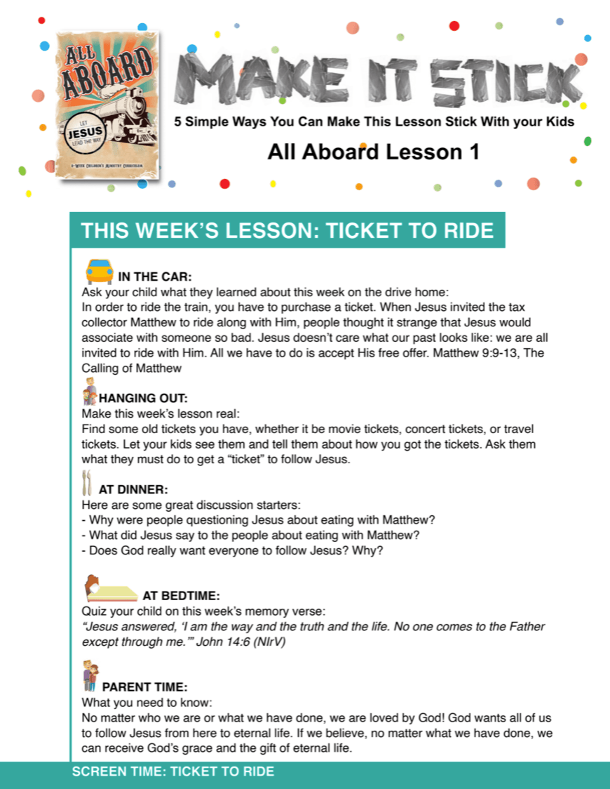 All Aboard 8-Week Children’s Ministry Curriculum