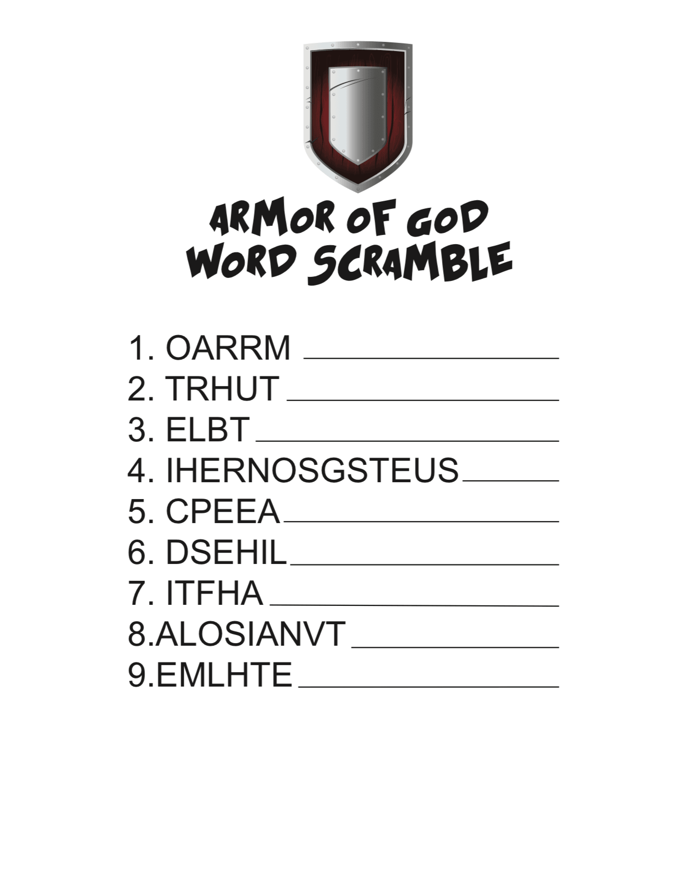 Armor Of God Worksheets Armor Of God Coloring Pages