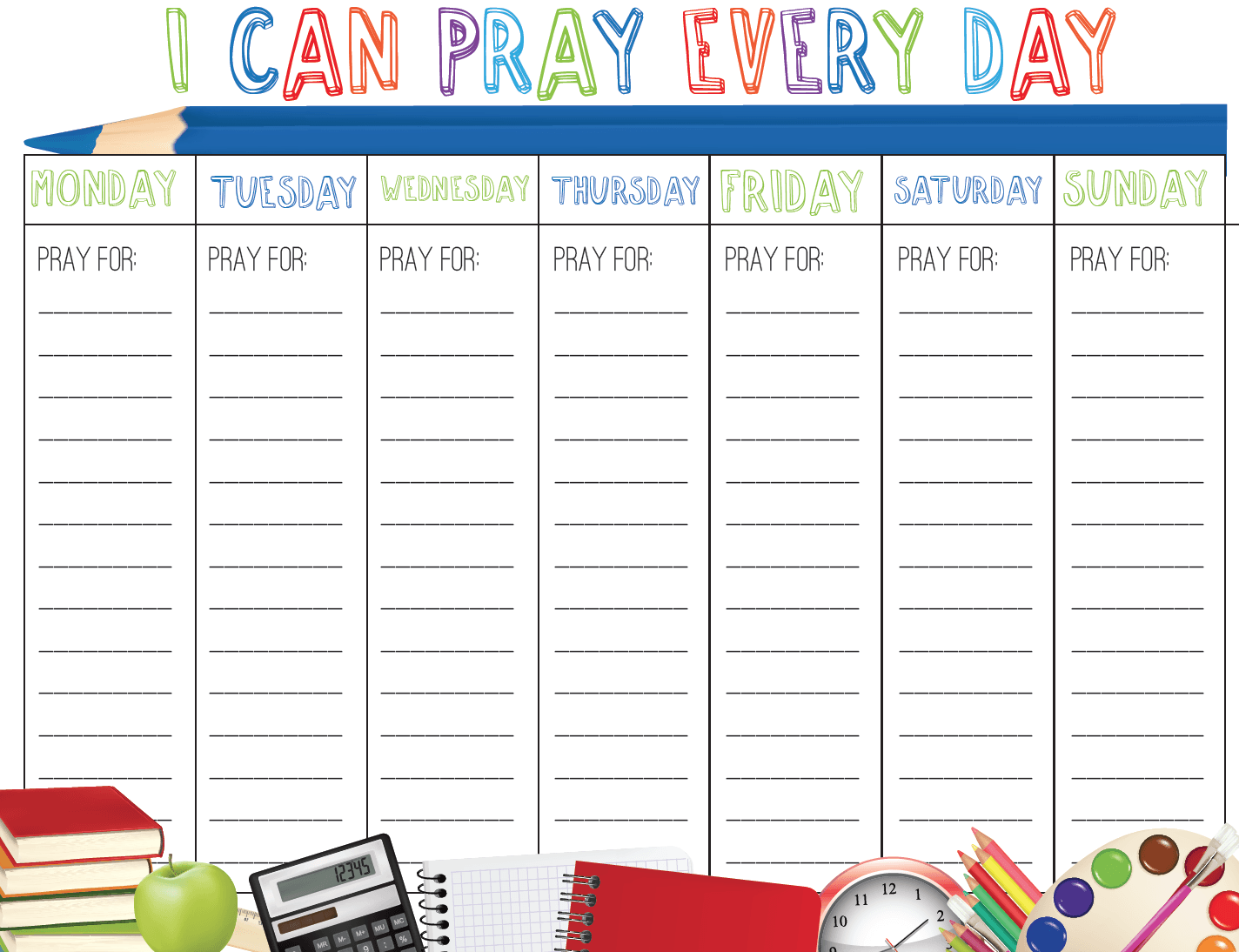 FREE Back to School Prayer Calendar