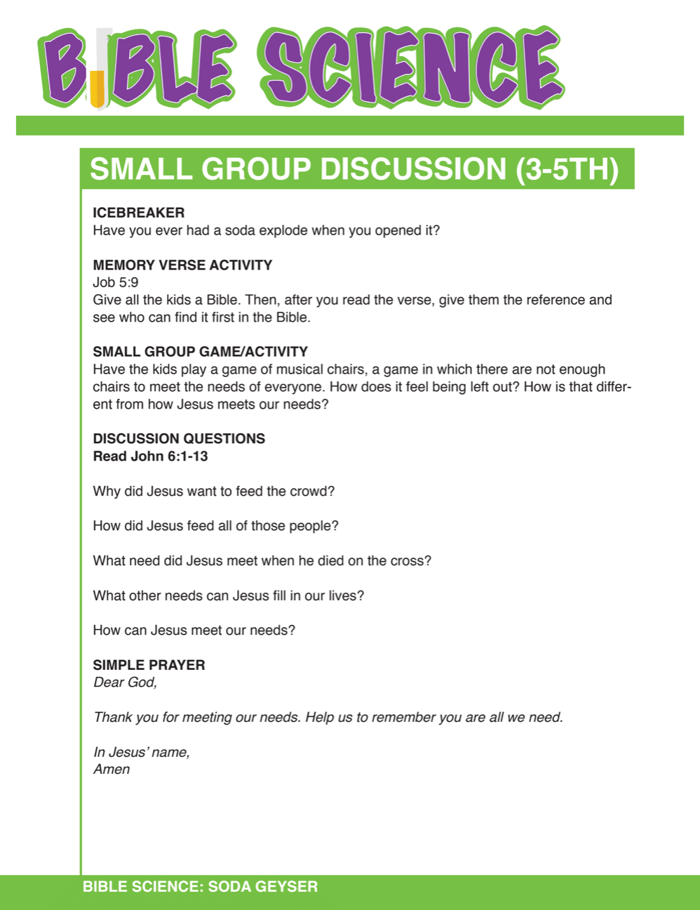 Bible Science Children's Church Curriculum