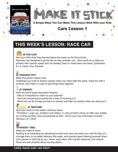 Cars Children's Church Curriculum – Children's Ministry Deals