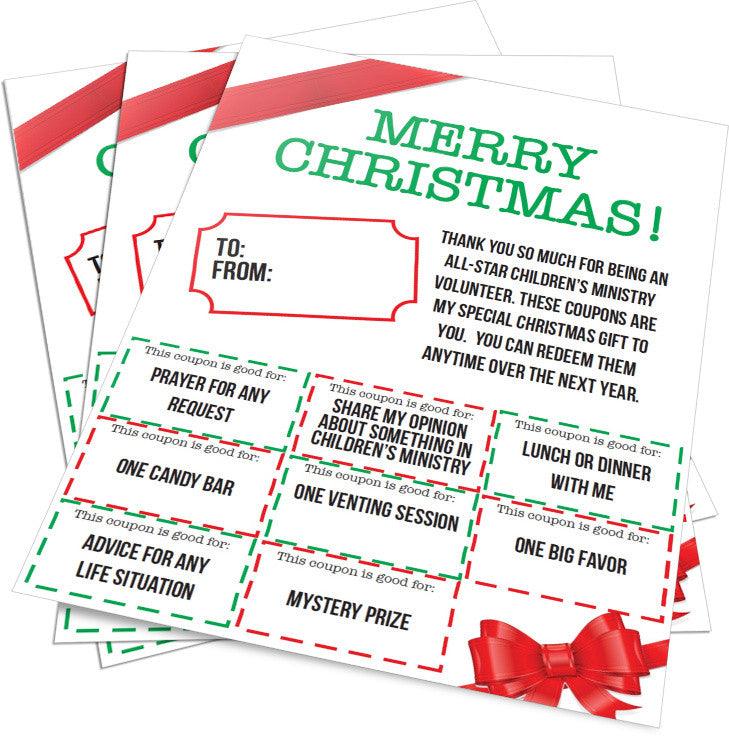 Christmas Gift Coupons for Volunteers