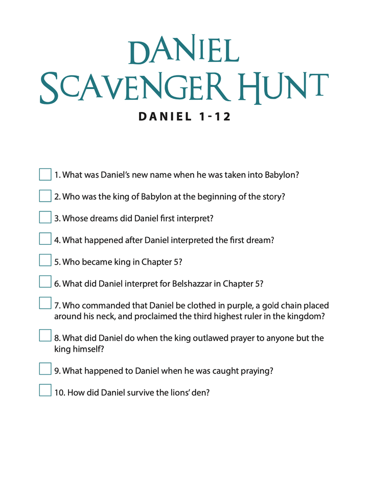 Daniel Bible Scavenger Hunt – Children's Ministry Deals