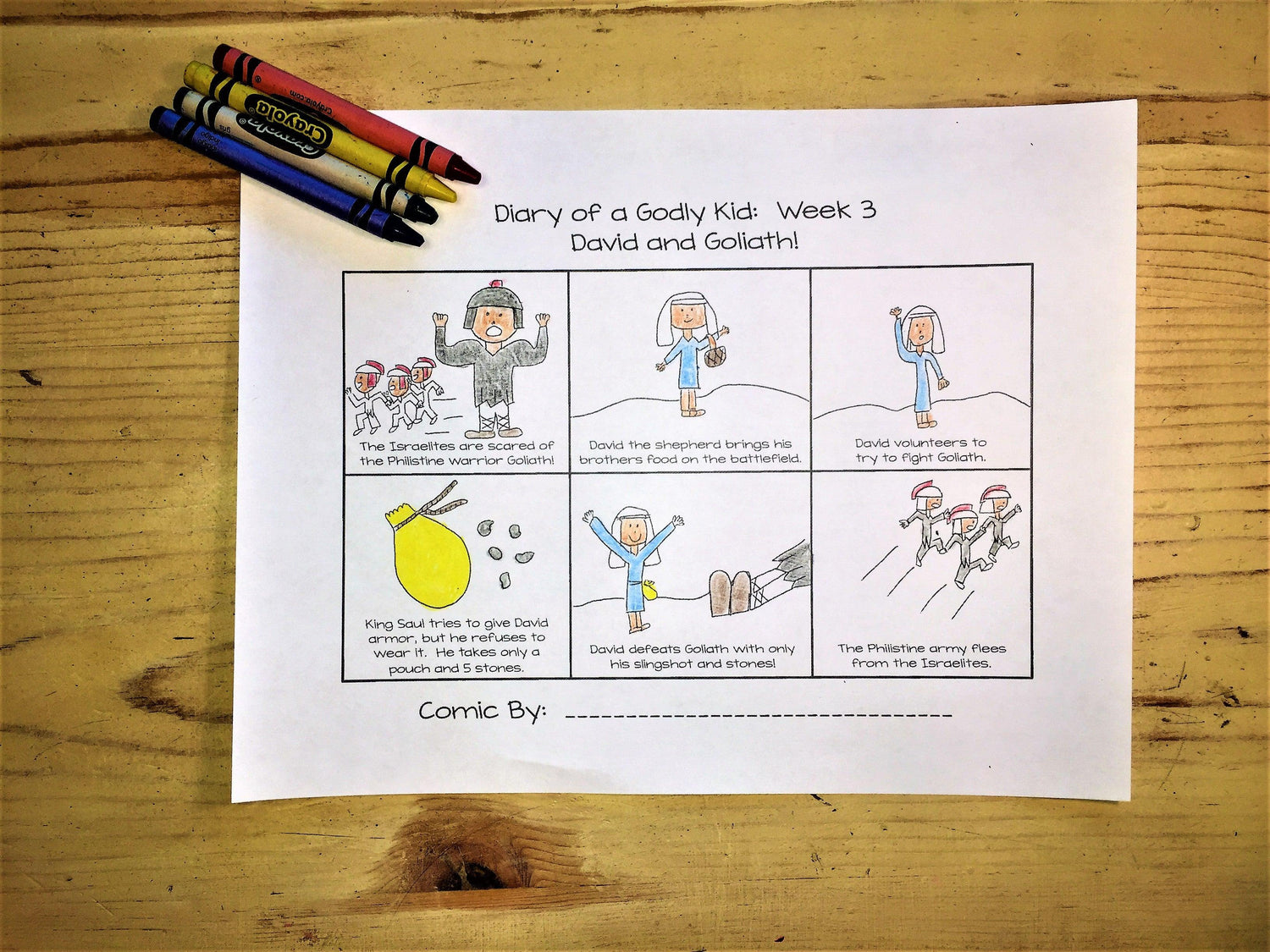 David and Goliath Comic Coloring Page – Children's Ministry Deals