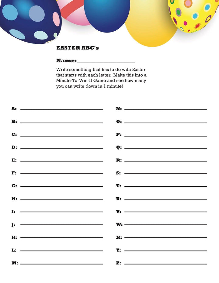 Easter ABCs Worksheet – Children's Ministry Deals