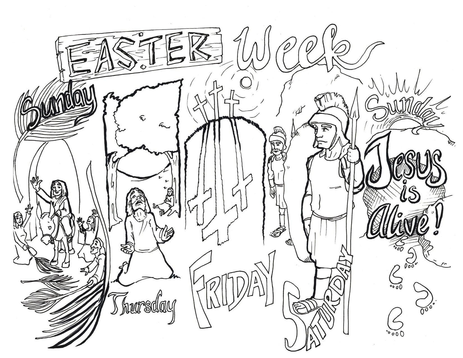 Easter Week Bible Coloring Page – Children's Ministry Deals