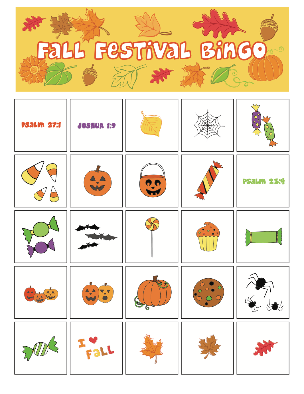 Fall Festival Bible Bingo Game – Children's Ministry Deals