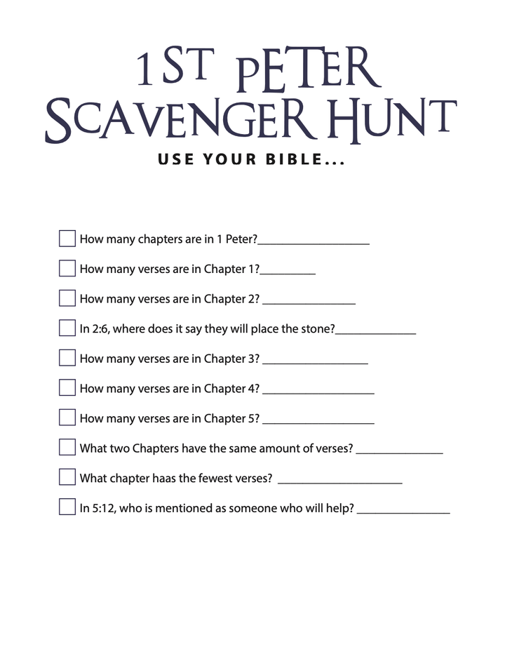 FREE 1 Peter Bible Scavenger Hunt – Children's Ministry Deals