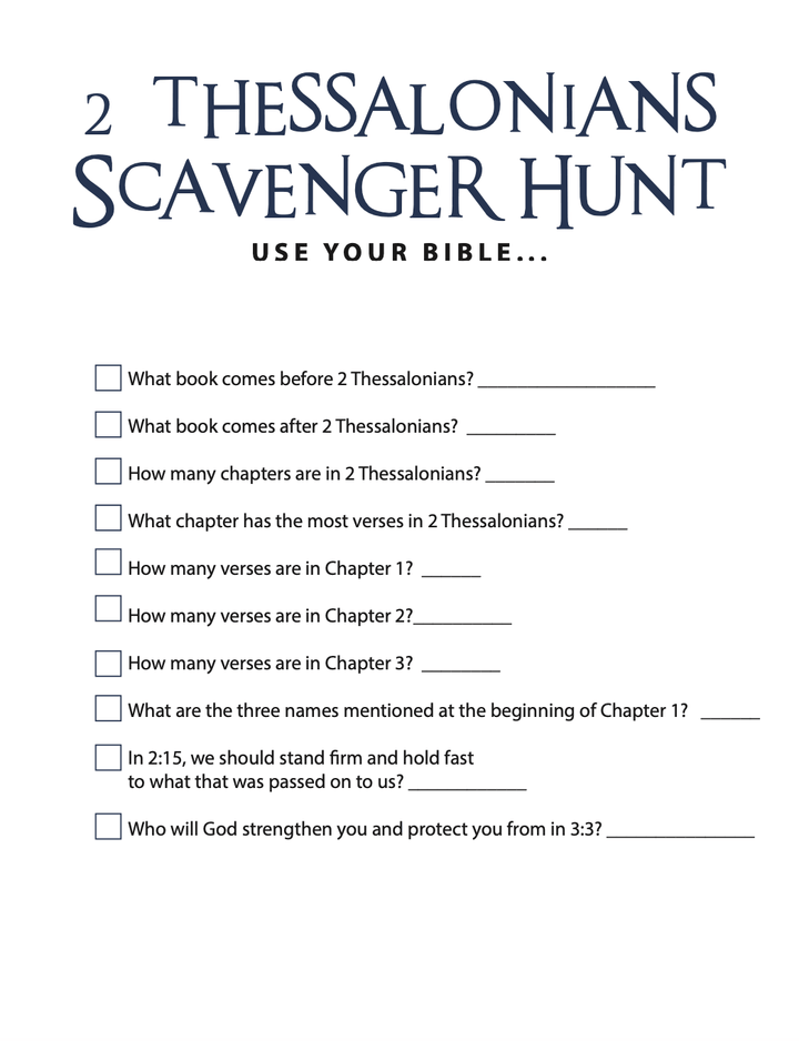 FREE 2 Thessalonians Bible Scavenger Hunt – Children's Ministry Deals