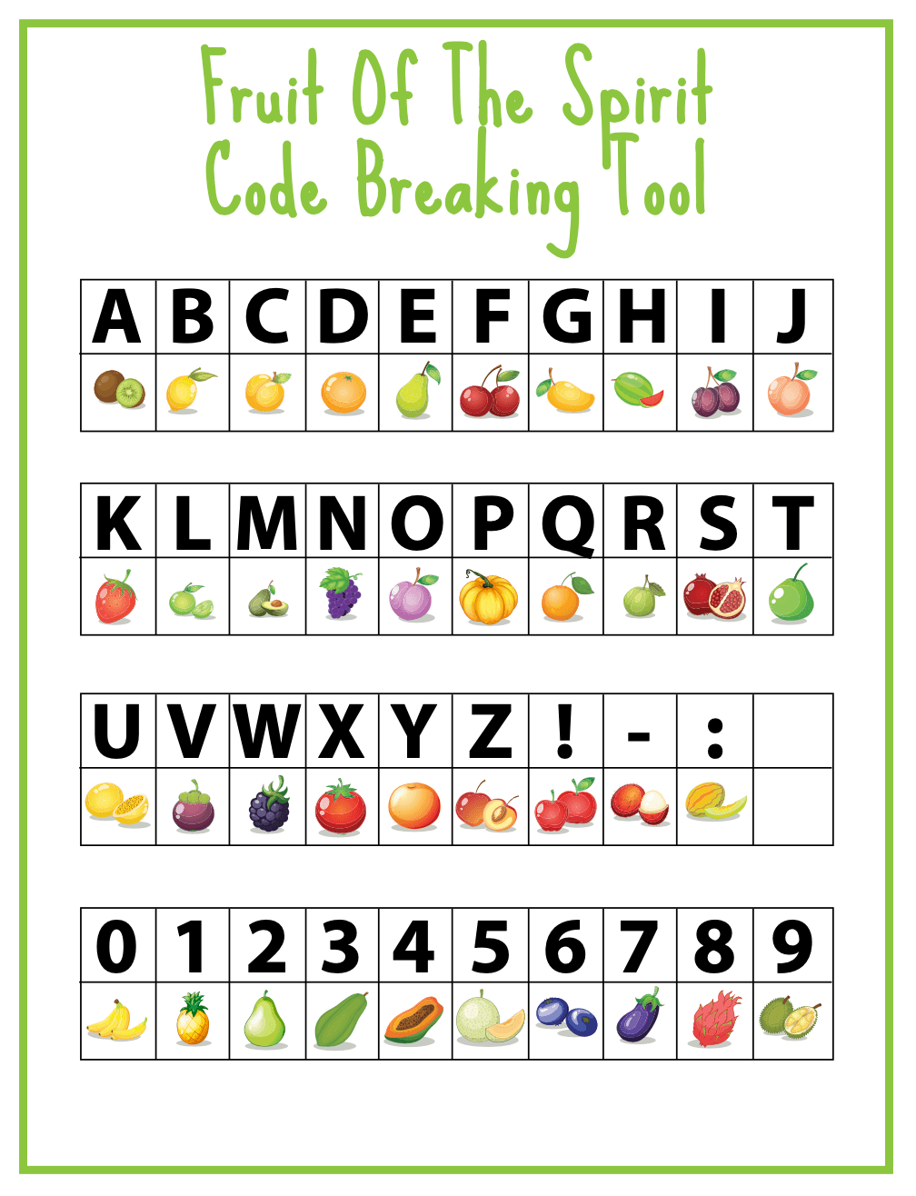 FREE Fruit of the Spirit Code Breaking Activity