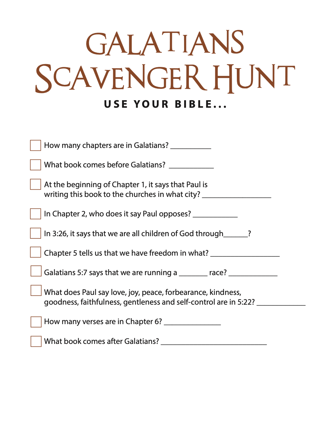 FREE Galatians Bible Scavenger Hunt