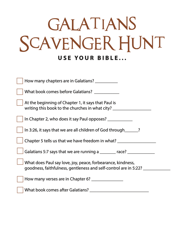 FREE Galatians Bible Scavenger Hunt – Children's Ministry Deals