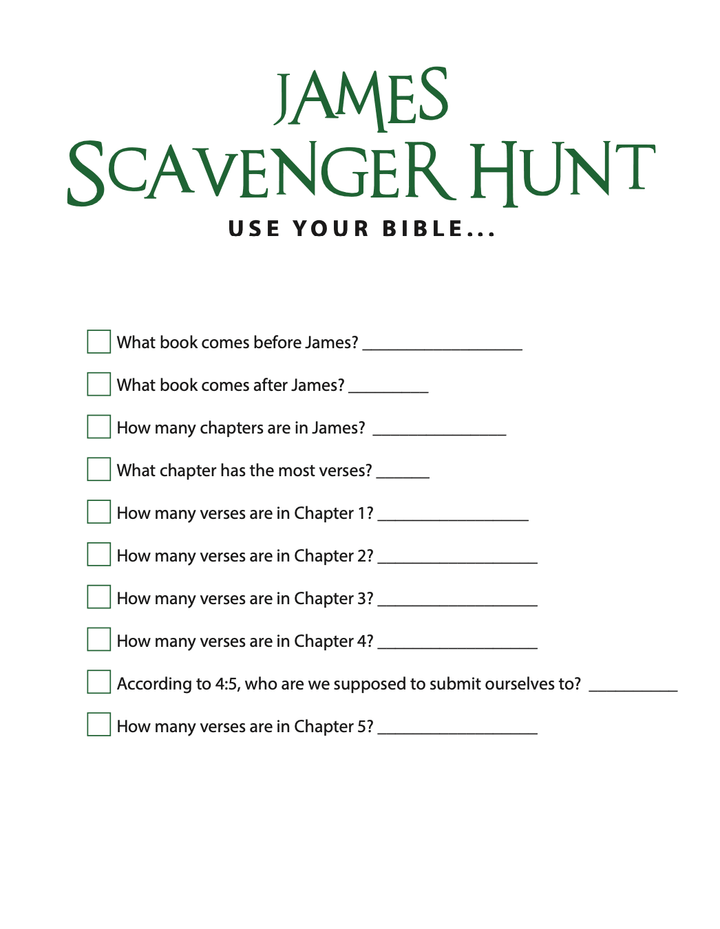 FREE James Bible Scavenger Hunt – Children's Ministry Deals