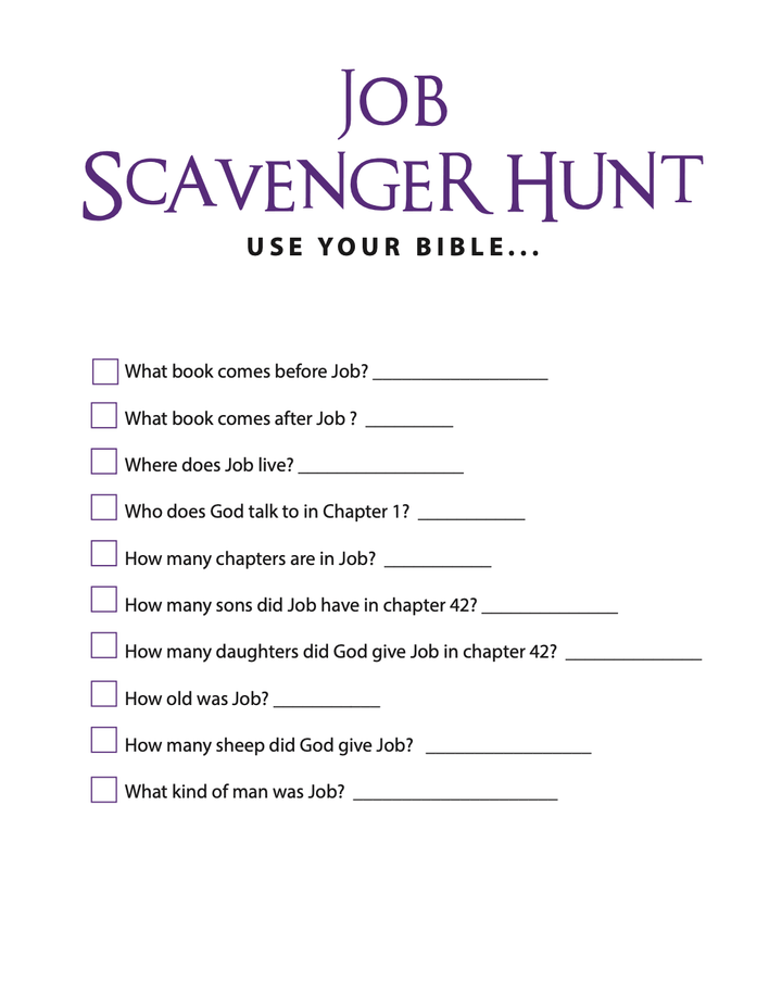 FREE Job Bible Scavenger Hunt – Children's Ministry Deals